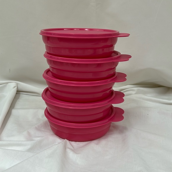 Tupperware | Kitchen | Tupperware 5 Bubble Gum Pink Cereal Bowls 245 ...